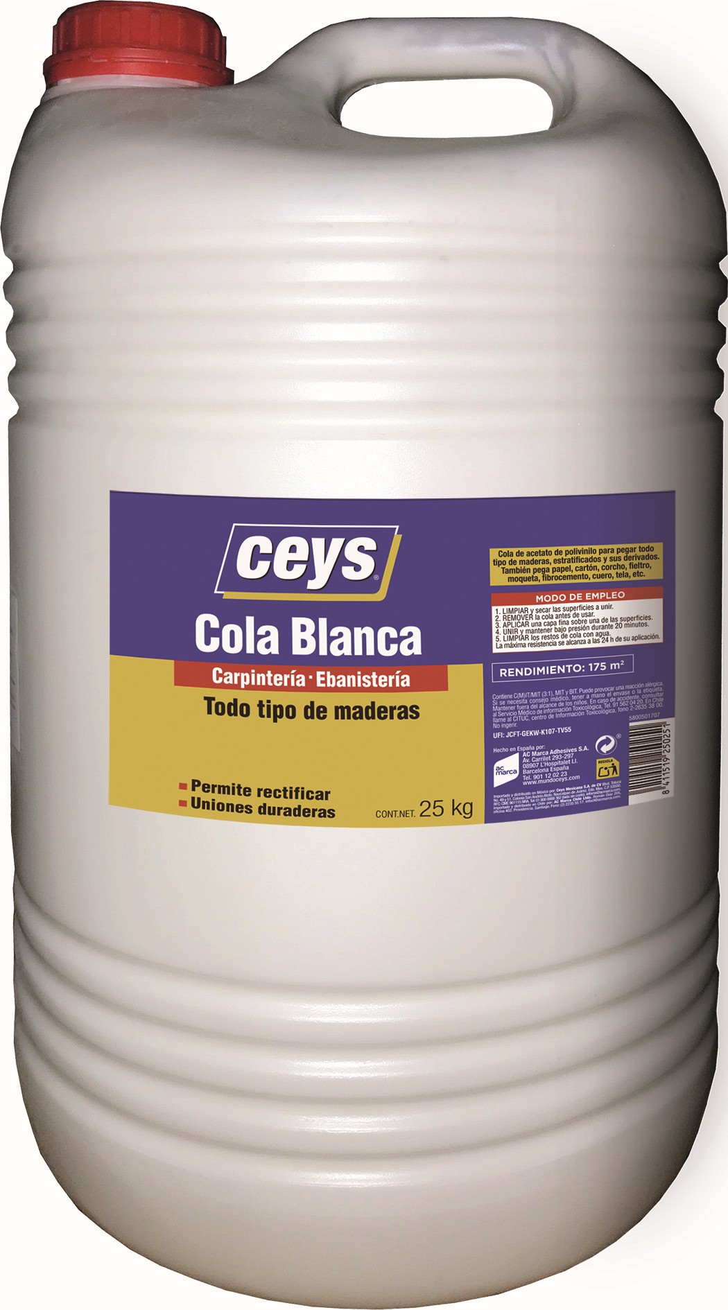 CEYS CEYS COLA BLANCA MADERA BOTE 25KG