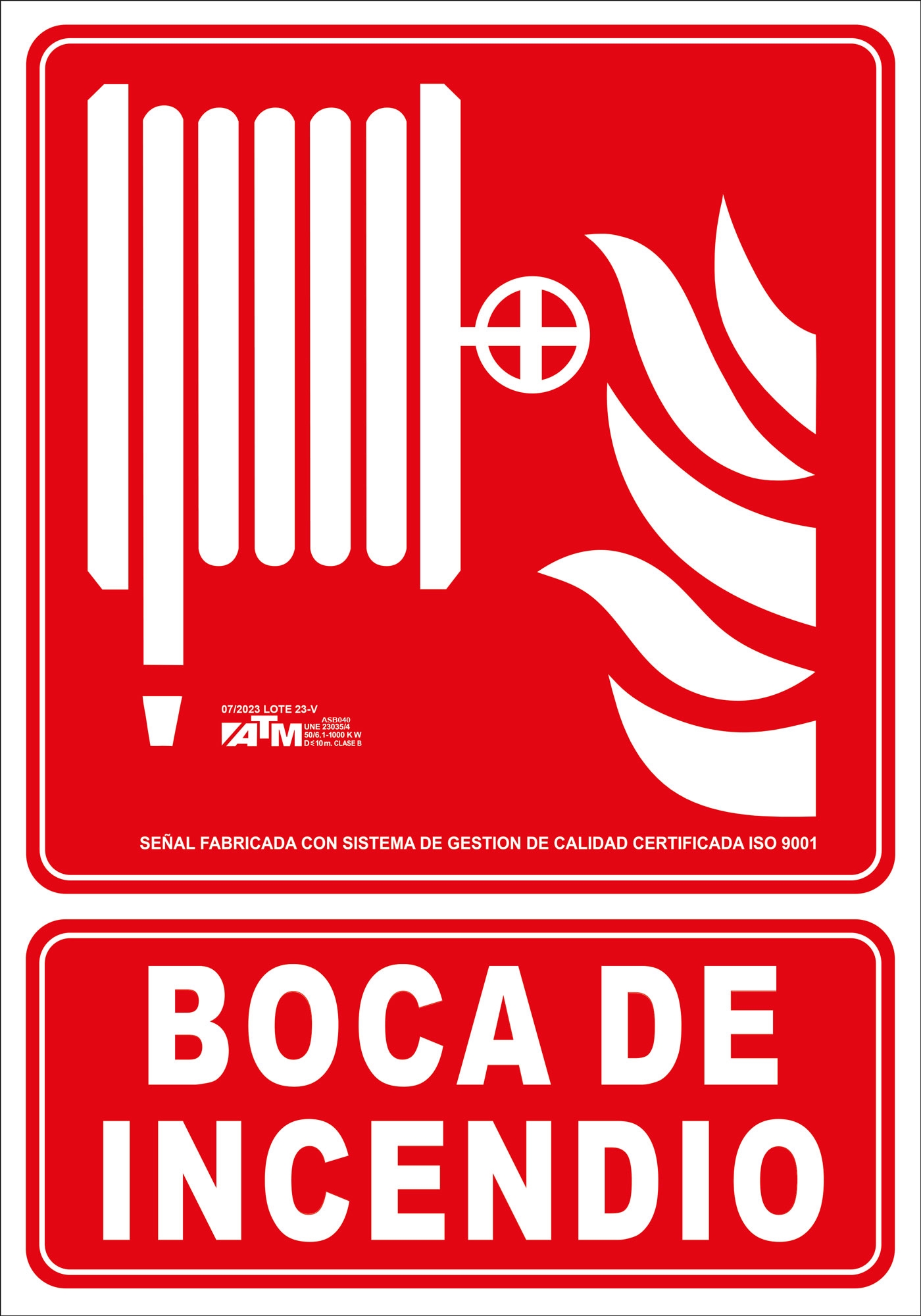 ATM Señal boca de incendio PVC ATM Señal boca de incendio PVC