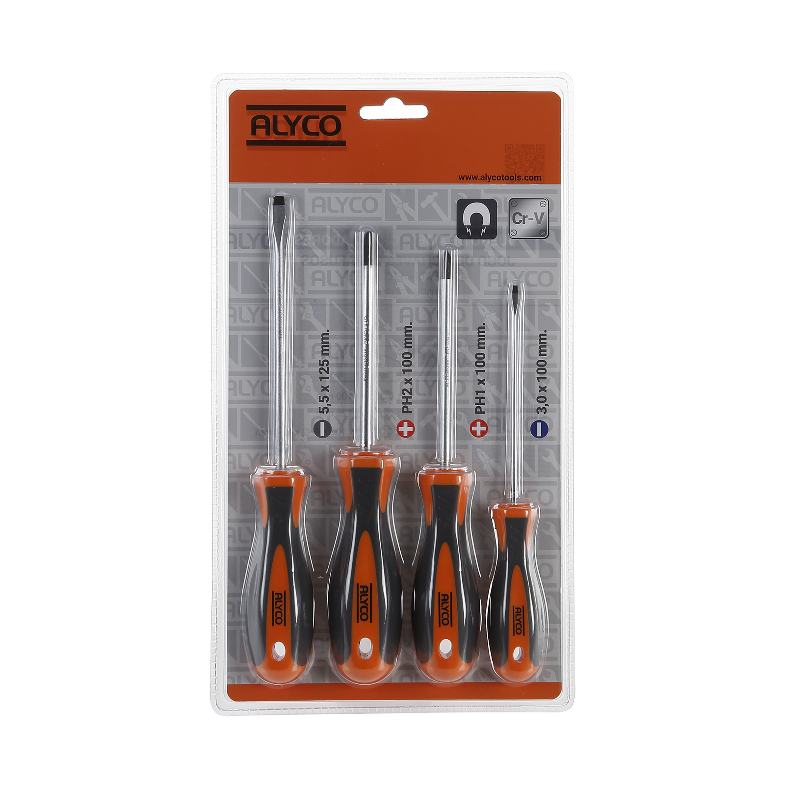 Juego De 4 Destornilladores Con Punta Plana, Recta Y Ph, En Blister ALYCO ORANGE | Productos ...