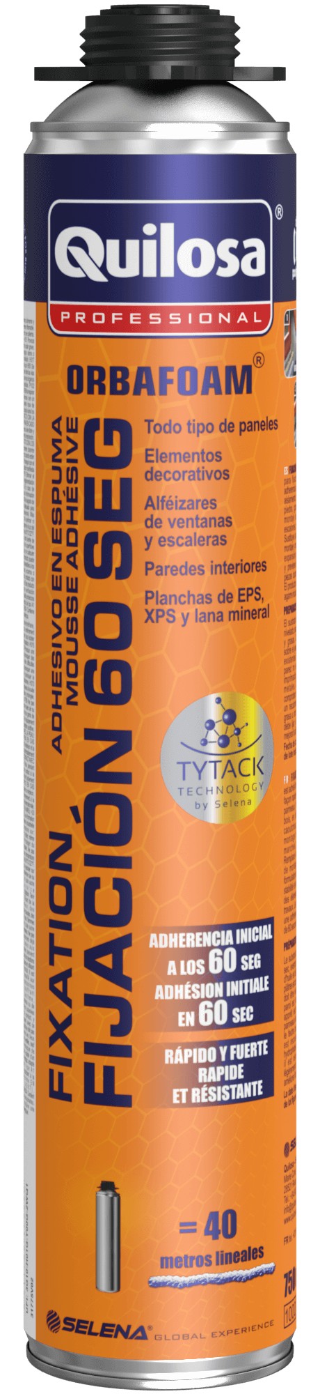 QUILOSA PROFESSIONAL 60 Segundos Fijación Universal Adhesivo en Espuma